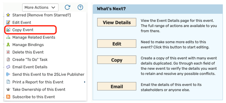 Copy an Event | Academic and Event Scheduling